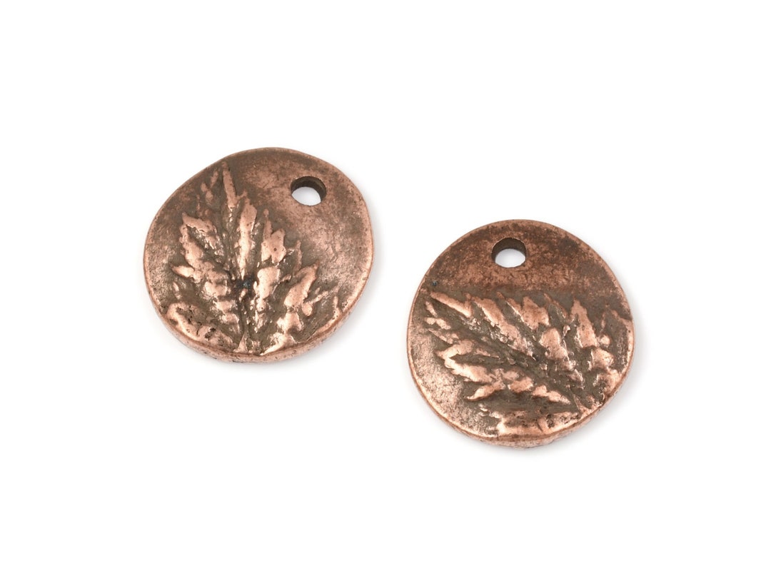 Antique Copper Small Berry Leaf Charm by Nunn Design - 1/2" 12.5mm ...