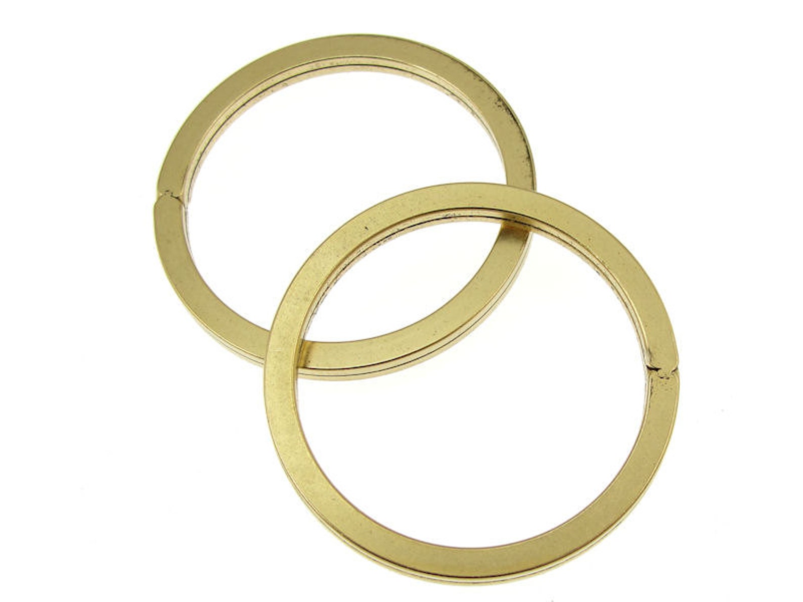 2 Pieces of 33mm Key Ring Findings - ANTIQUE GOLD Empty Blank Key Fob ...