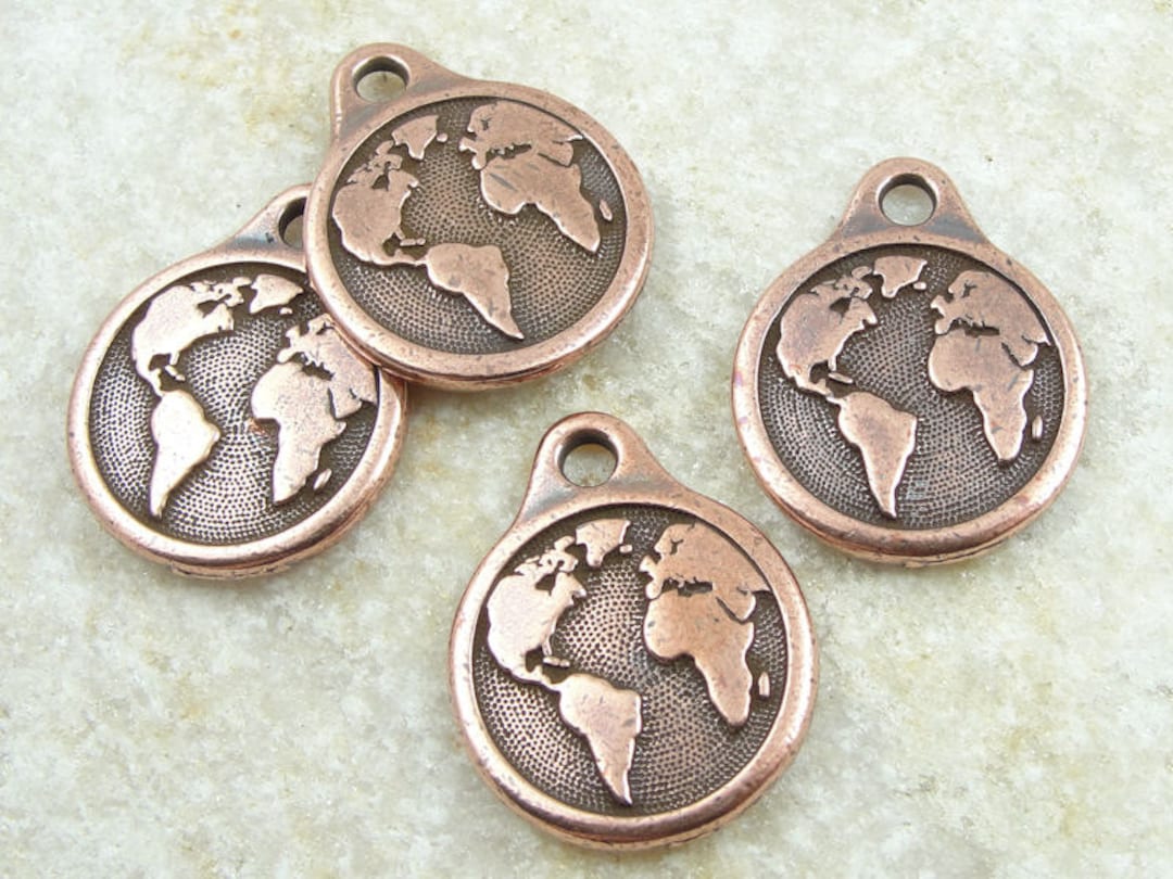 Tierracast EARTH Charm - Antique Copper Charm - World Charm Planet ...