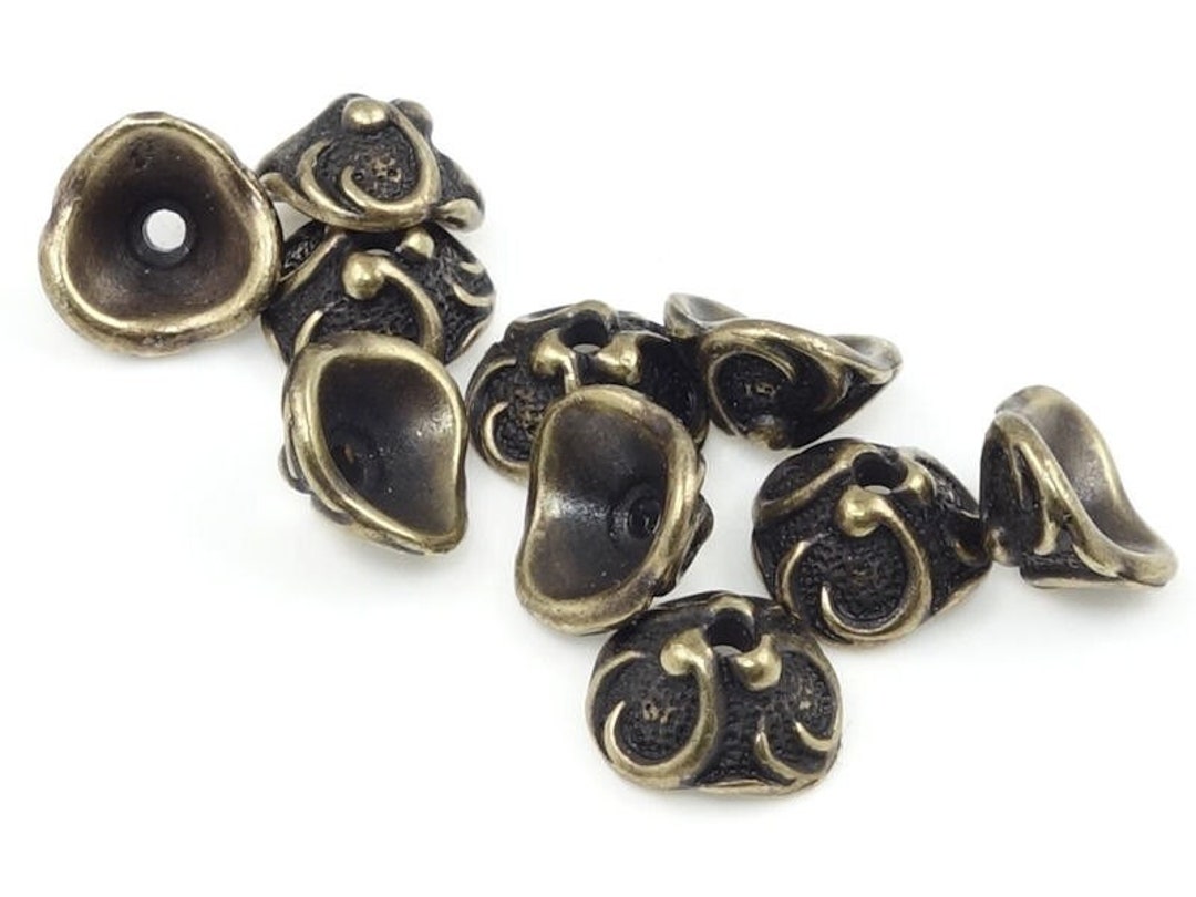 Bohemian Inspired Antique Brass Bead Caps Tierracast LILY CAPS Bronze ...
