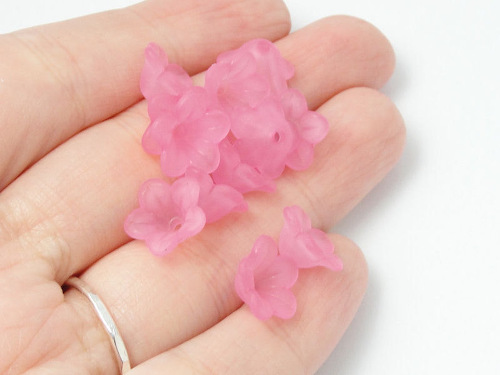 18 LIGHT PINK Flower Beads Frosted Lucite Flower Bead 7mm X | Etsy
