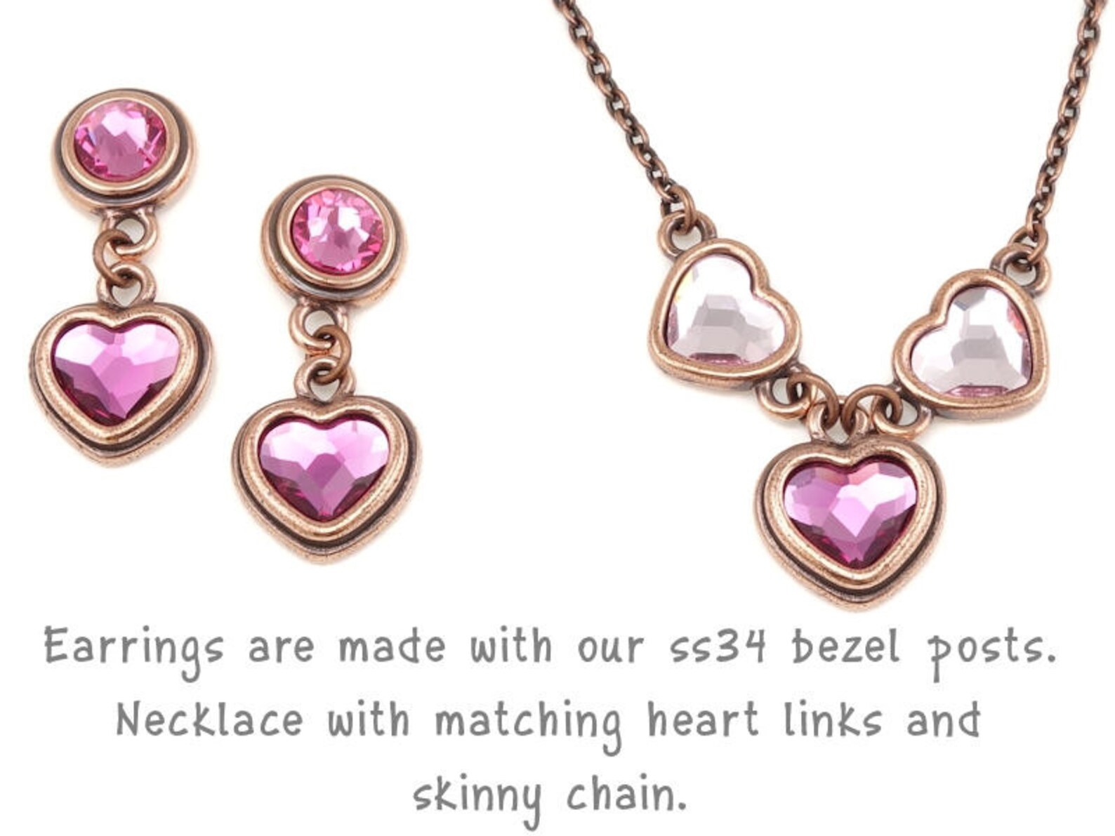 Crystal Heart Charms Silver Charms Custom Color Choice Fuchsia - Etsy