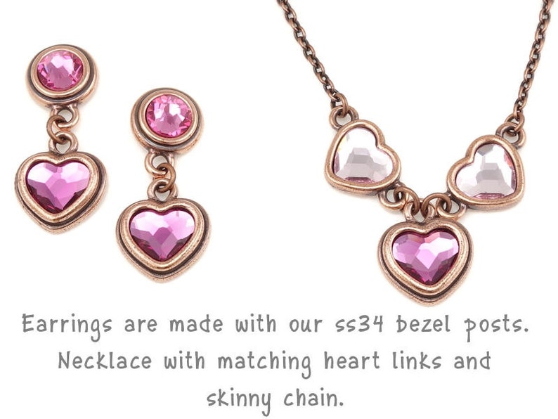 Crystal Heart Charms Silver Charms Custom Color Choice Fuchsia - Etsy