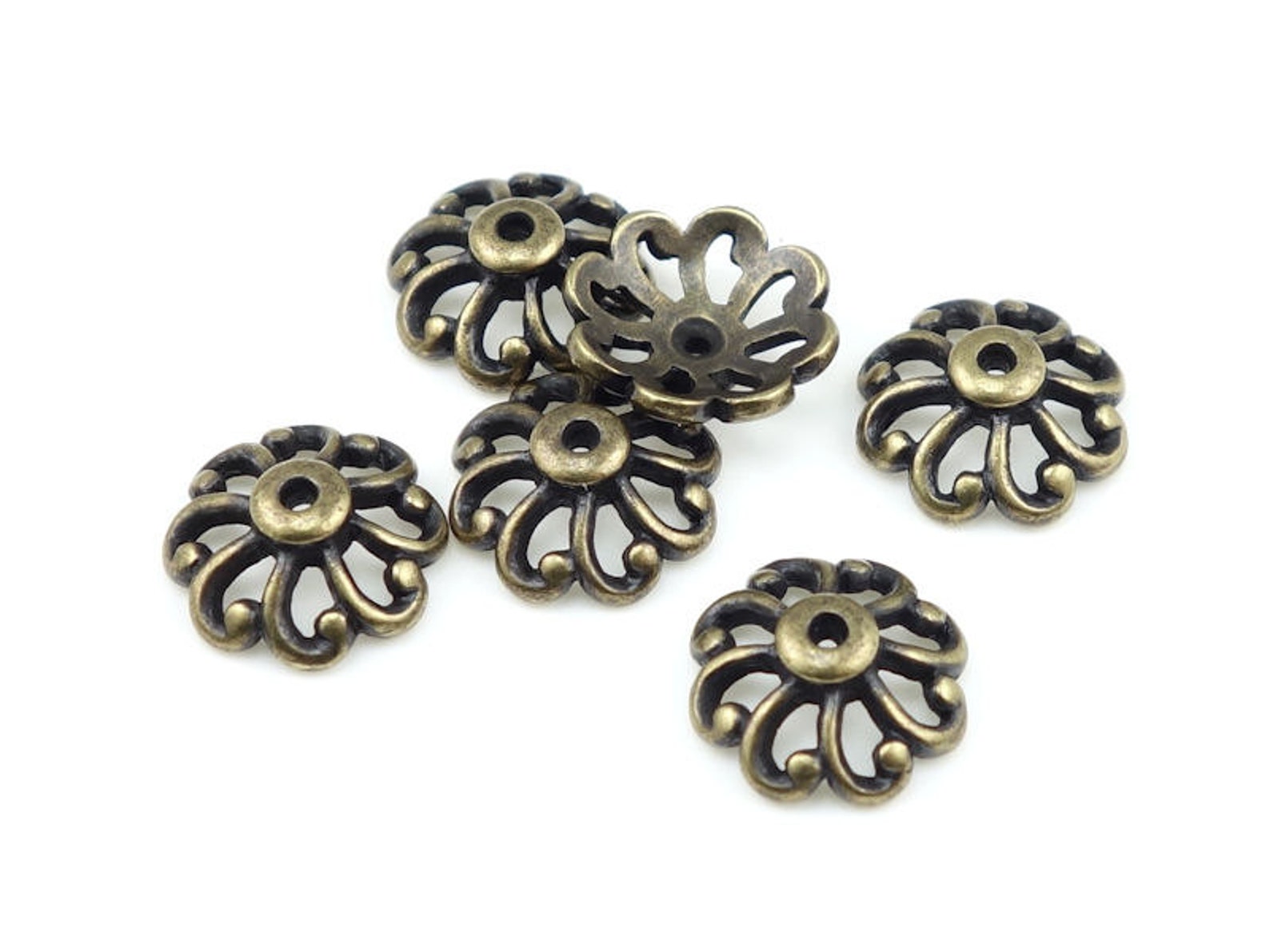 Antique Brass Beadcaps Large Antique Brass Bead Caps Scalloped | Etsy