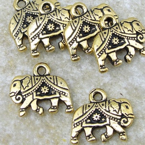 Gold Elephant Charms - Tierracast GITA DROP - 14mm X 12mm Antique Gold ...