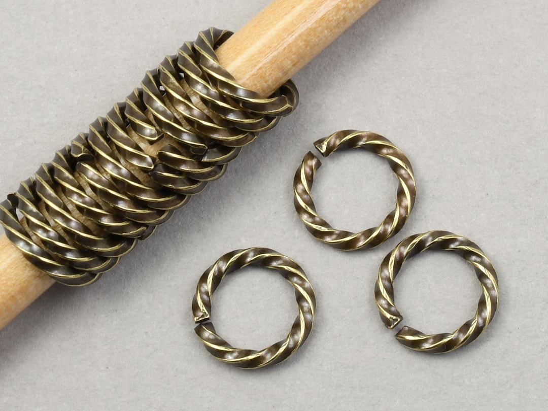 72 Pieces of 8mm Twisted Wire 16 Gauge Jump Rings - ANTIQUE BRASS ...
