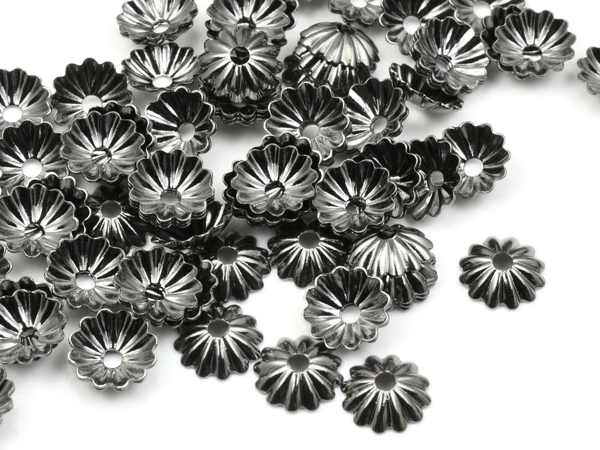 144 Pieces 6mm Pleated Dome Bead Caps - Gunmetal Bead Caps - Plated ...