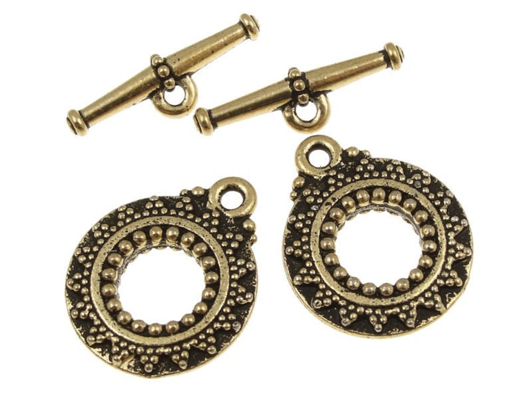 Tierracast BALI TOGGLE Clasp Set - Antique Gold Toggle Clasp Findings ...