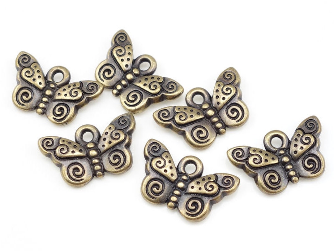 Antique Brass Charms Brass Butterfly Charms Tierracast Spiral Butterfly ...
