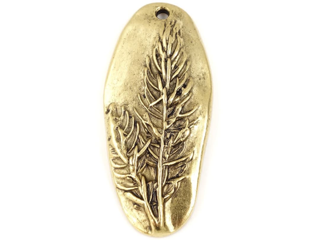 Pine Tree Pendant Gold Pendant 40mm Tall Antique Gold Woods Pendant for ...