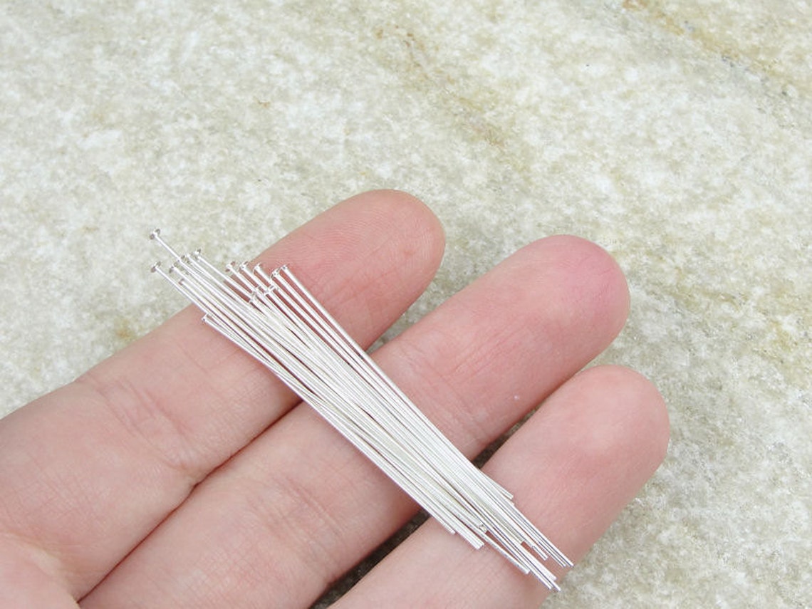 20 STERLING SILVER Headpins 22 Gauge 2 Sterling Head | Etsy