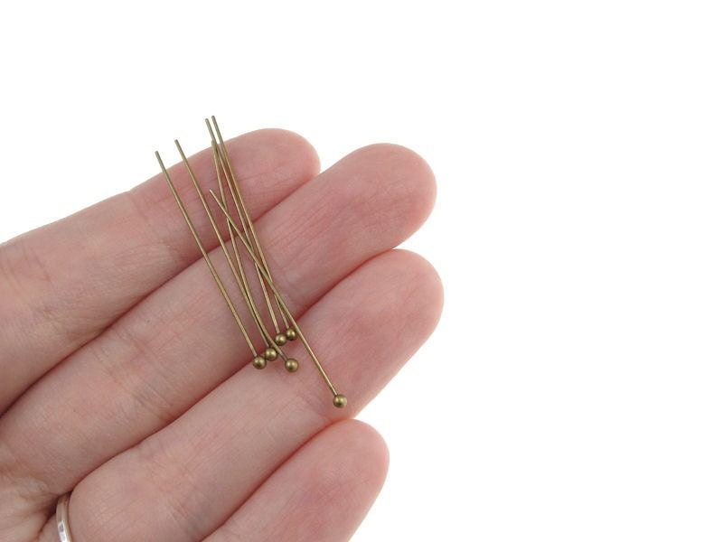 48 Brass Ball Pins 1.5 Antique Brass Ball Head Pins 22 | Etsy