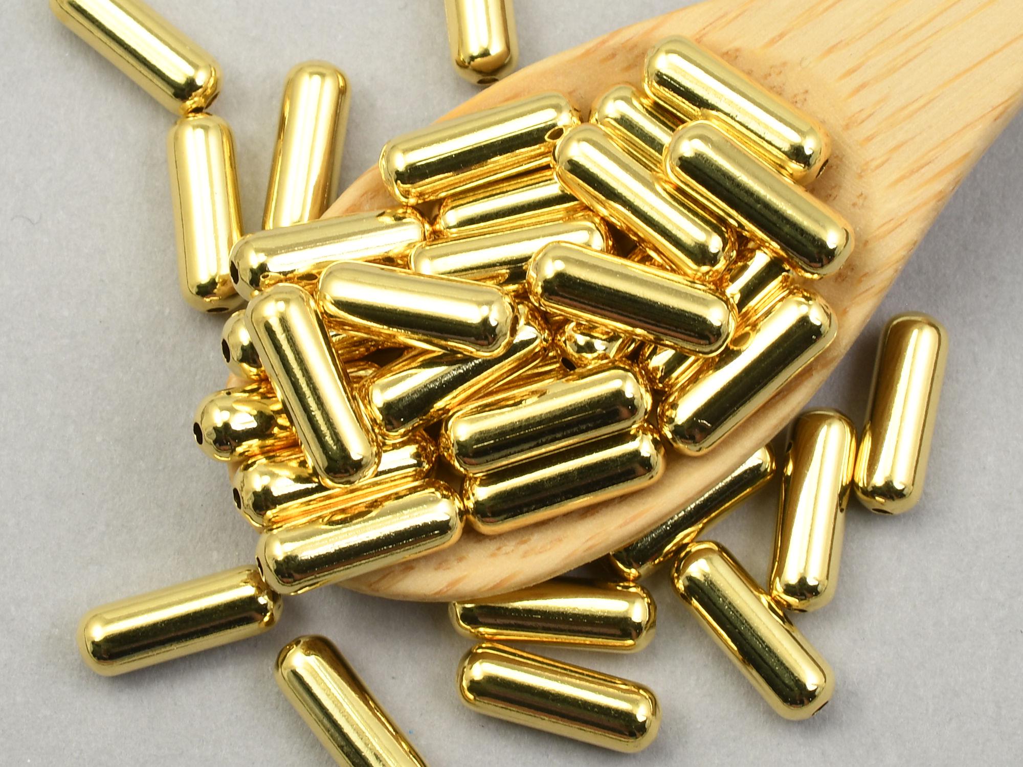 36 Pieces of 9mm X 3mm Rounded Edge Tube Beads - GOLD Heishi Beads ...