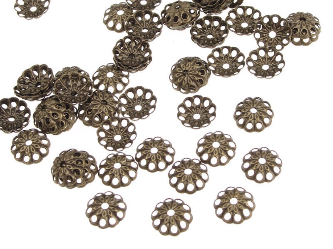 144 Antique Brass Beadcaps 6mm Brass Oxide Filigree Vintage Style Brass ...