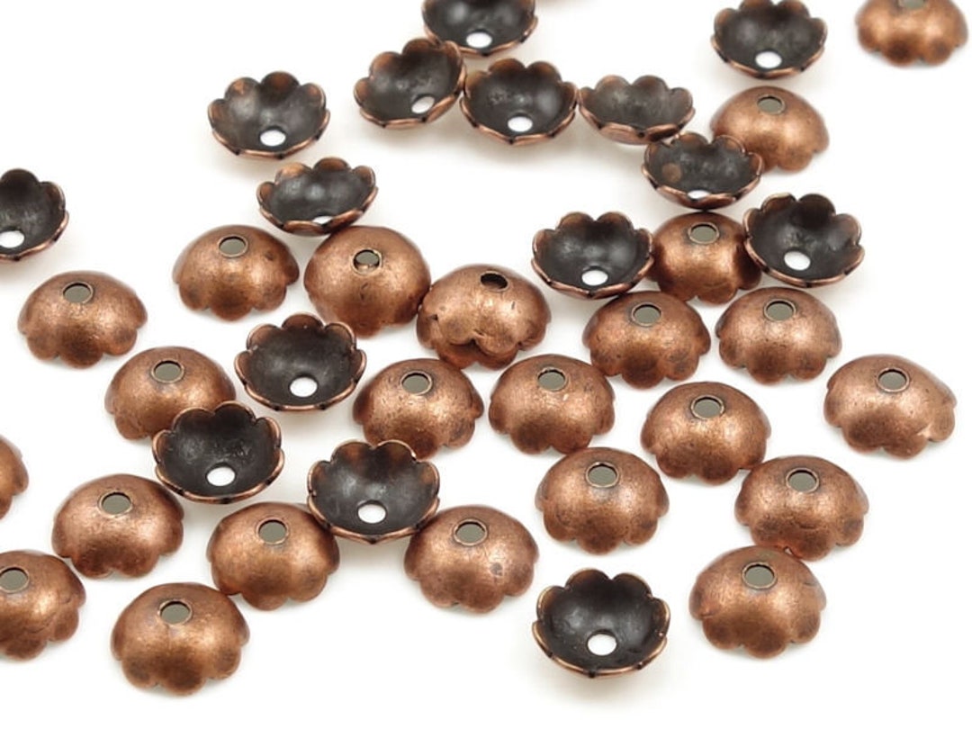 6mm Scalloped Dome Bead Cap Findings - ANTIQUE COPPER Caps - Dark ...