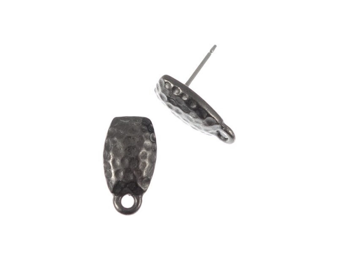 Post Earrings Matte Black Metal Earring Findings Black Oxide Hammertone ...