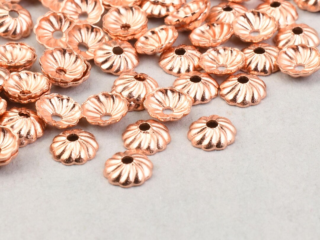 144 Pieces of TINY 4mm Swirled Dome Bead Caps - COPPER Beadcap Findings ...