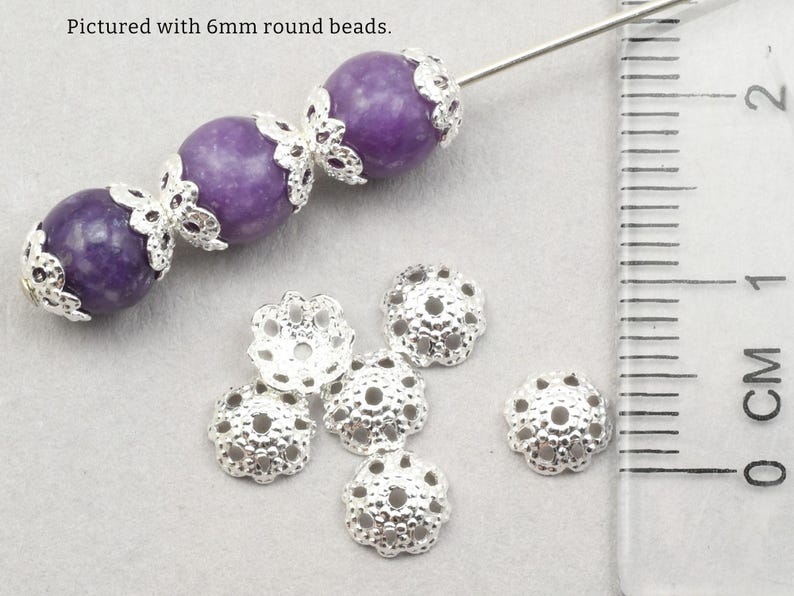 72+ Pieces of 5mm Filigree Dome Bead Caps - BRIGHT SILVER Beadcap ...