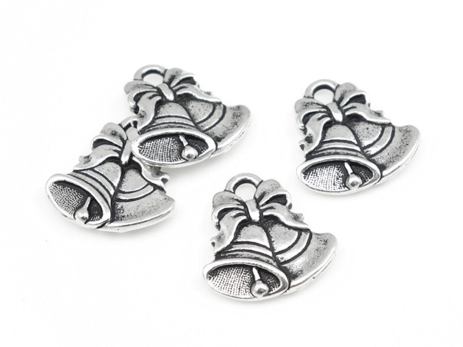 Silver Bell Charms Antique Silver Charms Christmas Charms | Etsy