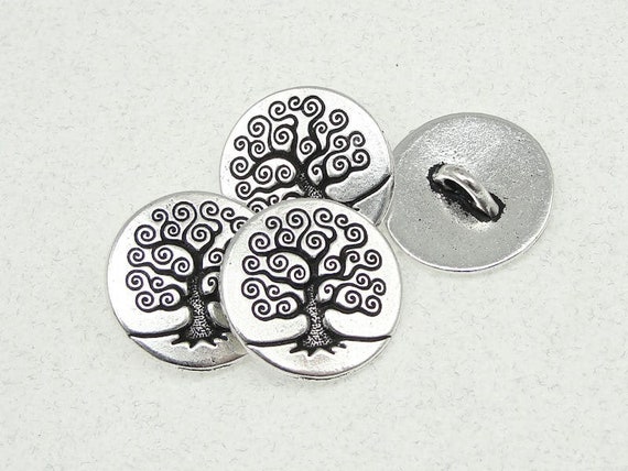 Tierracast Tree of Life Buttons Antique Silver Button | Etsy