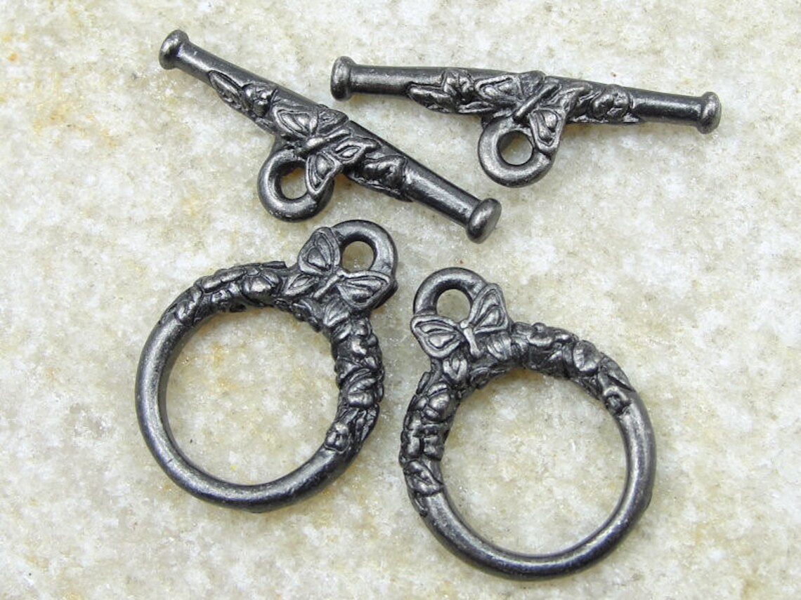 Gunmetal Toggle Clasp Findings Tierracast BUTTERFLY Clasp Set Gun Metal ...