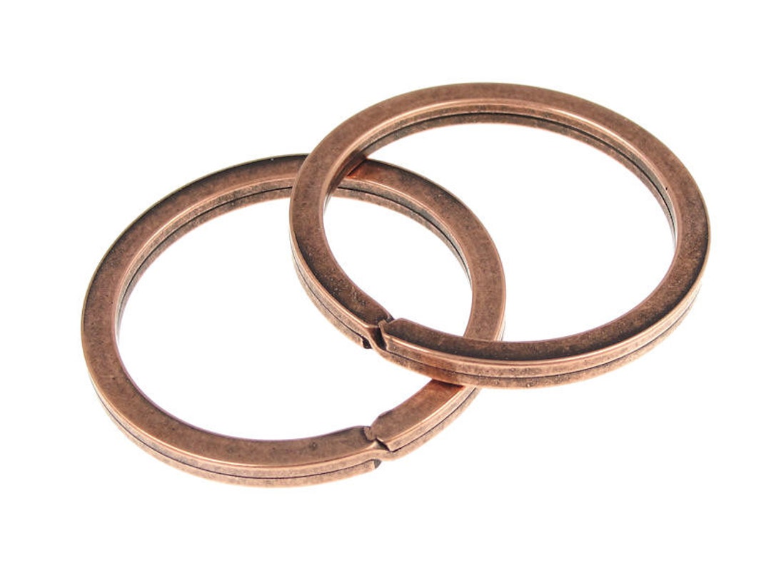 2 Copper Key Ring Large Antique Copper Split Ring Key Ring Key Fob ...