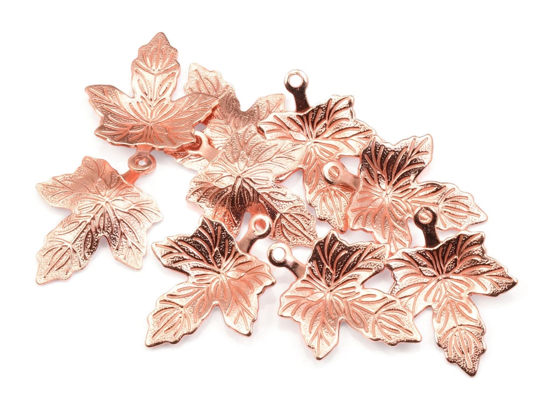 48 or More 15mm X 12mmmm Maple Leaf Charms - Bright Copper Plated Leaf ...