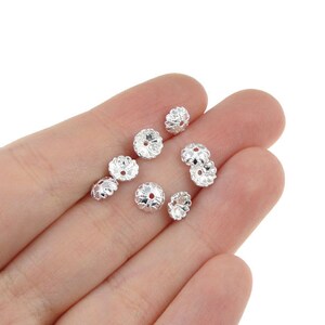 48 Silver Bead Caps Bright Silver Plated 7mm Ornate Domed Textured ...