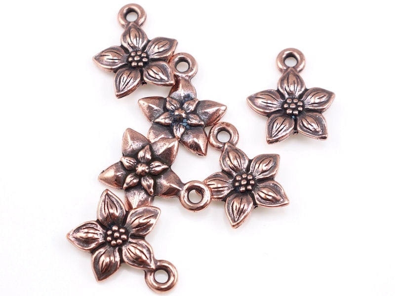 Copper Flower Charms 14mm X 12mm Antique Copper Charms - Etsy
