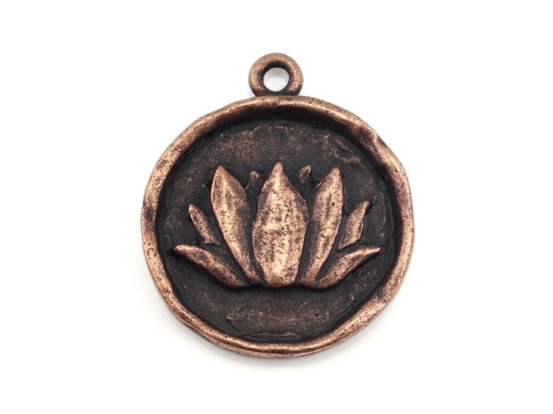 Antique Copper Pendant Copper Lotus Flower Pendant 20mm Lotus Charm ...