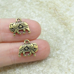 Gold Elephant Charms - Tierracast GITA DROP - 14mm X 12mm Antique Gold ...