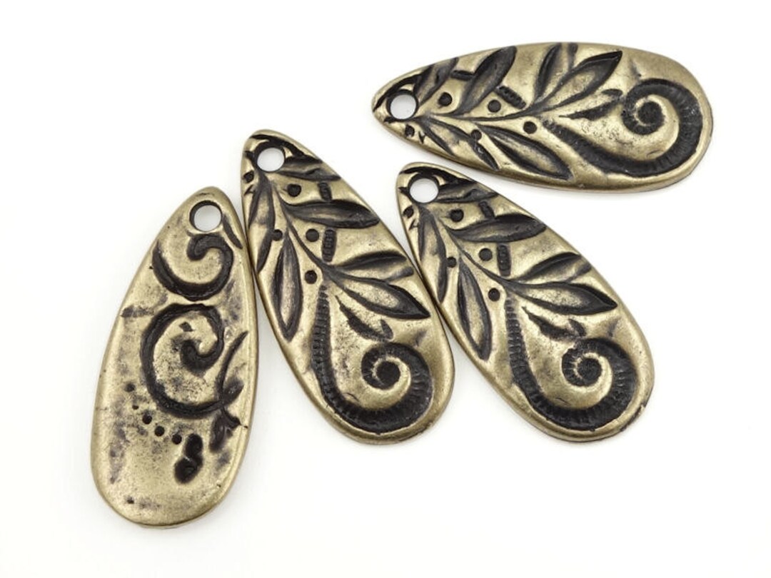 Antique Brass Charms Brass Pendant Tierracast JARDIN TEARDROP Charms ...