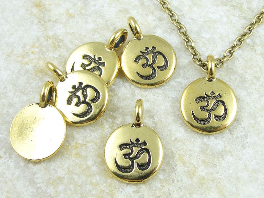Tiny OM Pendant 12mm Antique Gold Charm Tierracast Om Charm Mini ...