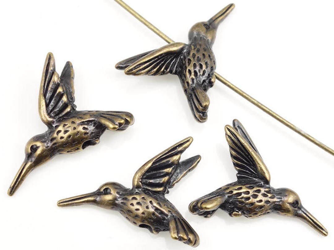 Hummingbird Beads Brass Beads Antique Brass Humming Bird Beads ...