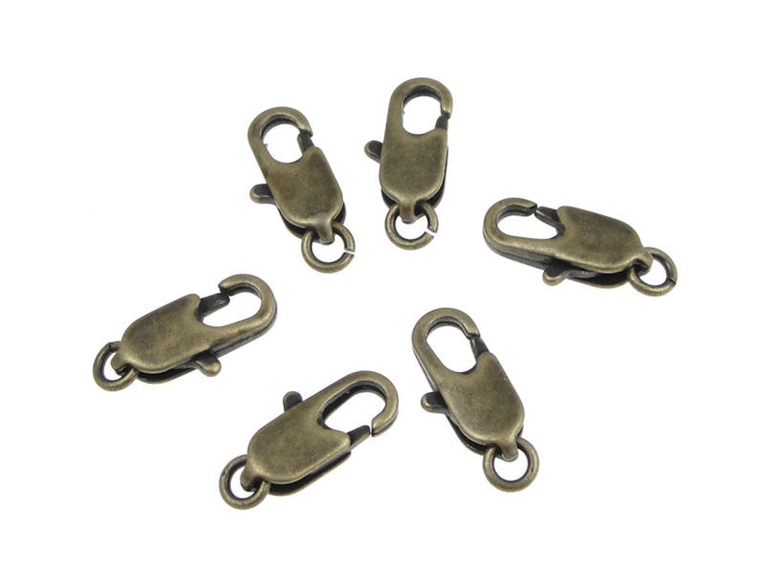 6 Antique Brass Clasp Findings 12mm Lobster Claw Clasps Brass Findings ...