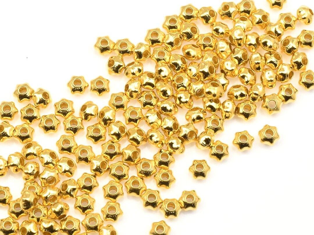 144 Pieces Tiny 3mm X 2mm Grooved Beads - Bright GOLD Beads - Plated ...