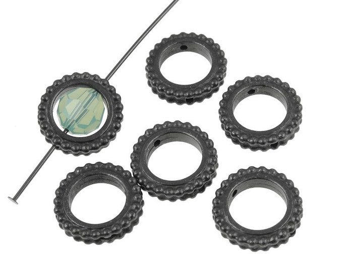 8mm Round Bead Frames Black Metal Circular Frame Beads Black Oxide Bead ...