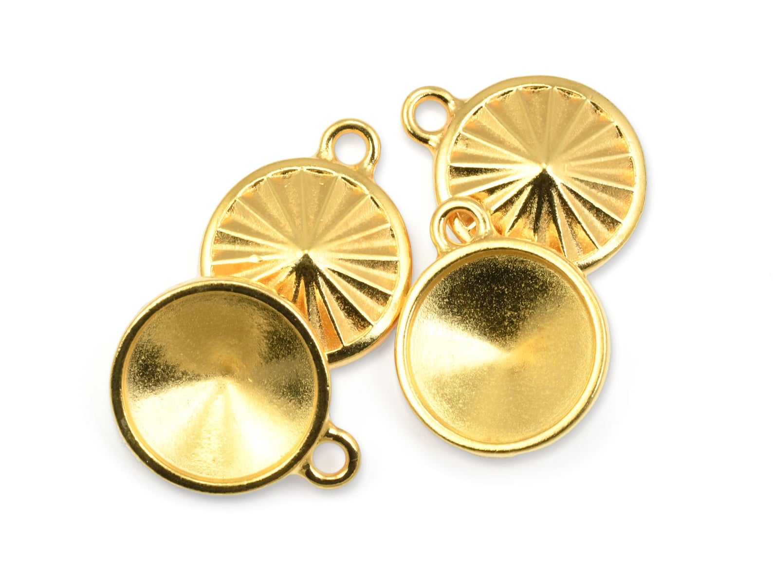 14mm Rivoli Pendant Bright Gold Rivoli Charm Tierracast Faceted Rivoli ...