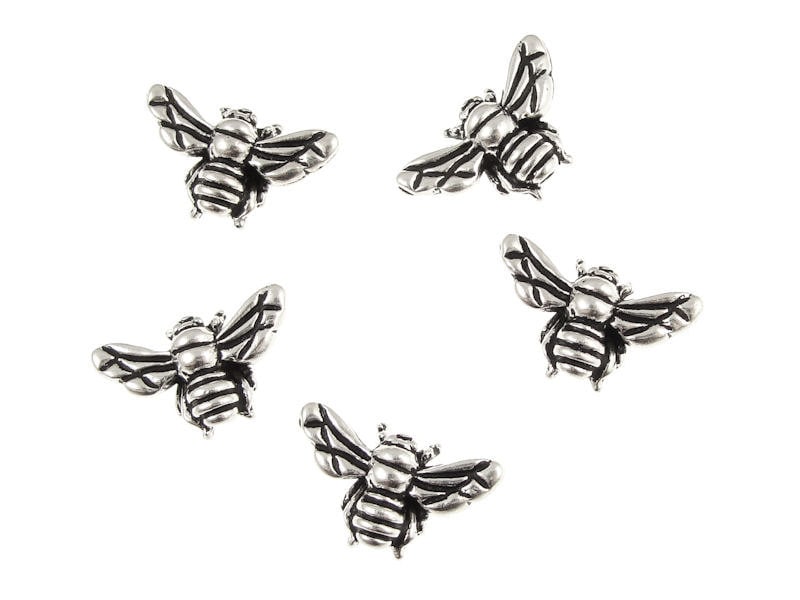 Silver Honeybee Beads - 15mm X 11mm Antique Silver Beads - Tierracast ...