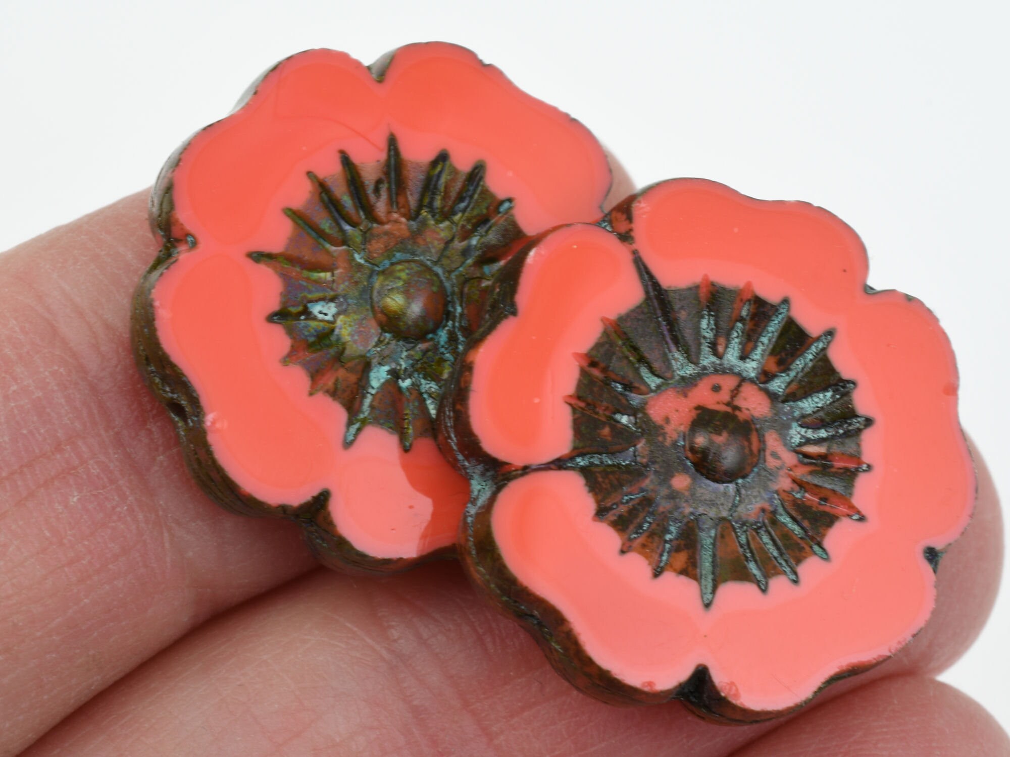 22mm Hibiscus Flower Beads Table Cut Czech Glass Beads Red | Etsy