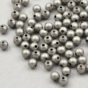100+ Pieces of 3mm Round Beads - Dark ANTIQUE SILVER Beads - Small ...