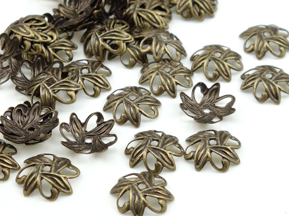 72 Antique Brass Bead Caps Brass Beadcaps 10mm Petal Filigree - Etsy