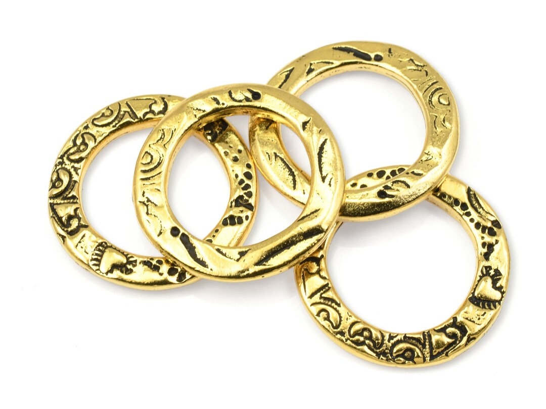 Bohemian Ring Charms Tierracast 3/4" FLORA RING Pendants Antique Gold ...