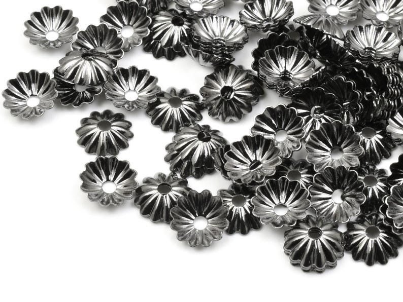 144 Pieces 6mm Pleated Dome Bead Caps - Gunmetal Bead Caps - Plated ...