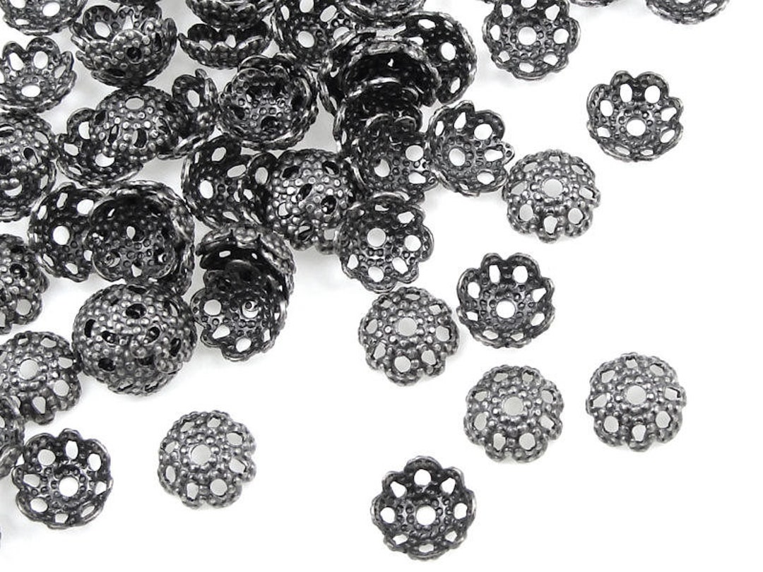 72+ Pieces 5mm Filigree Dome Bead Caps - Dark ANTIQUE SILVER Beadcap ...