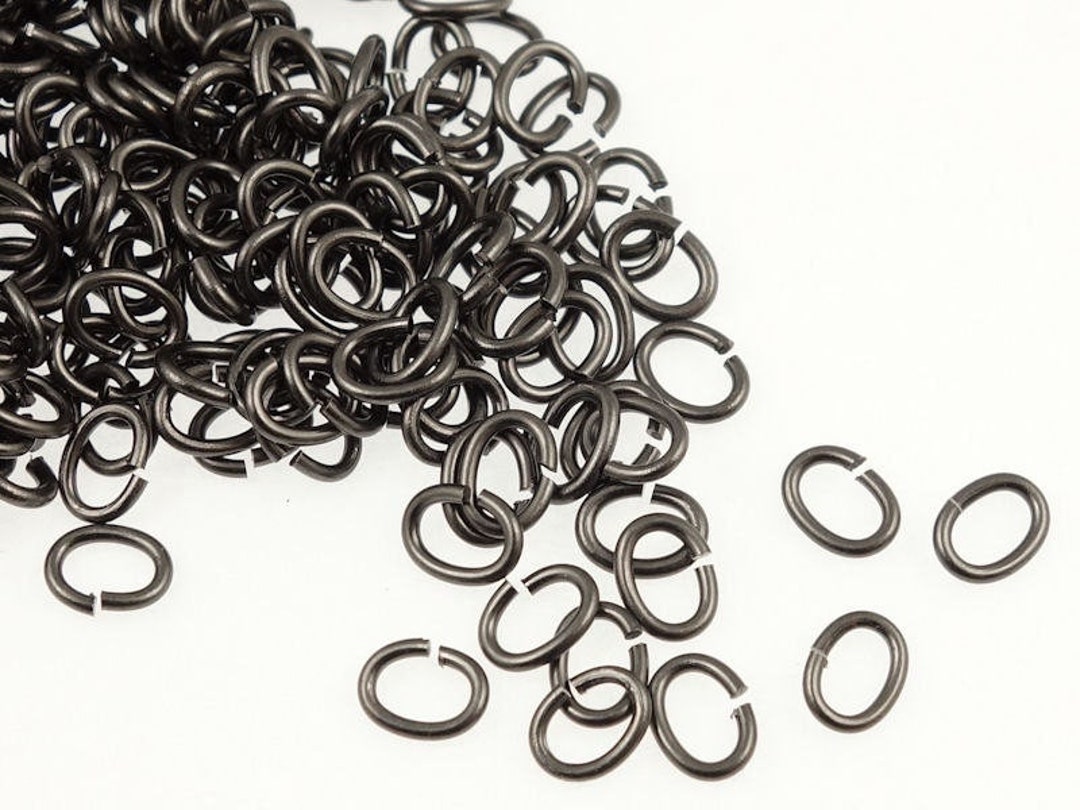 200 Tierracast Medium Oval Jumprings - 4mm X 6mm 20 G 20 Gauge Black ...