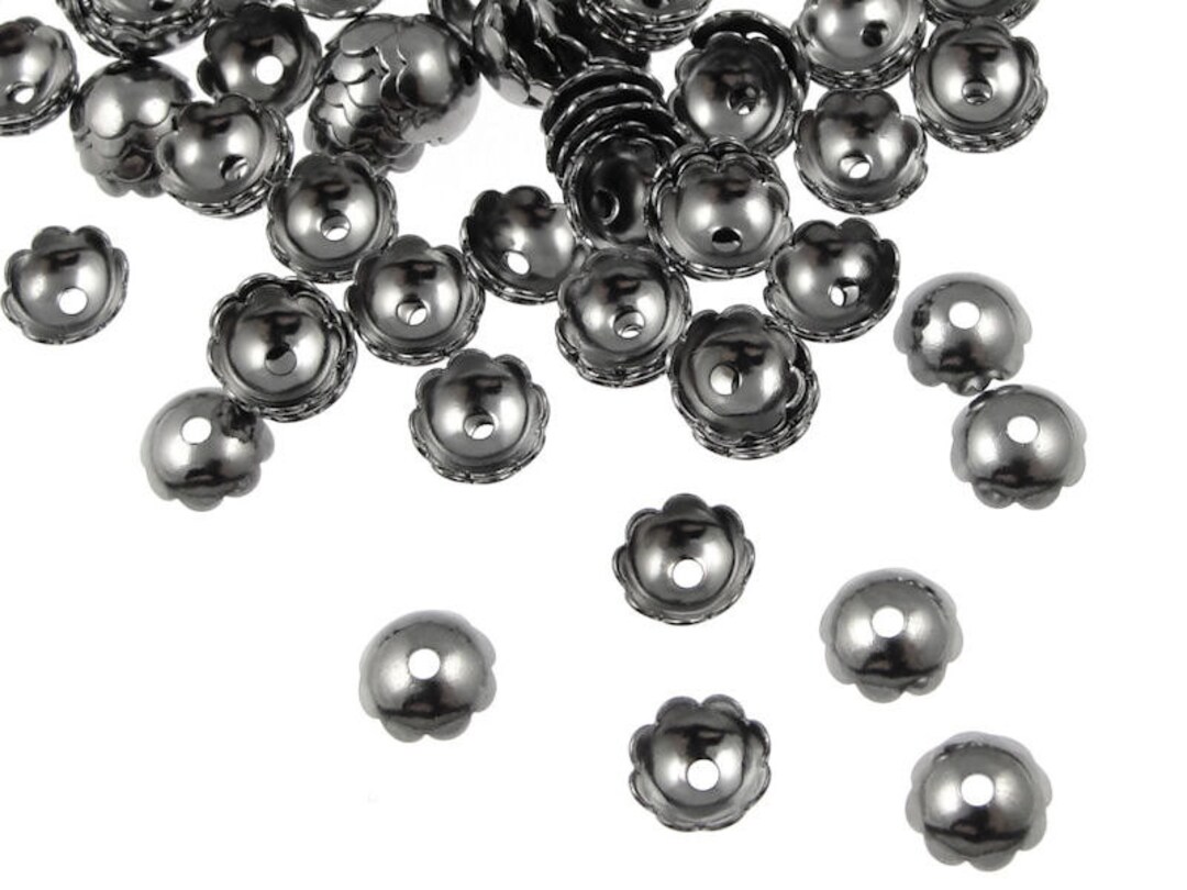 144 Pieces of 6mm Scalloped Dome Bead Cap Findings - GUNMETAL Caps ...