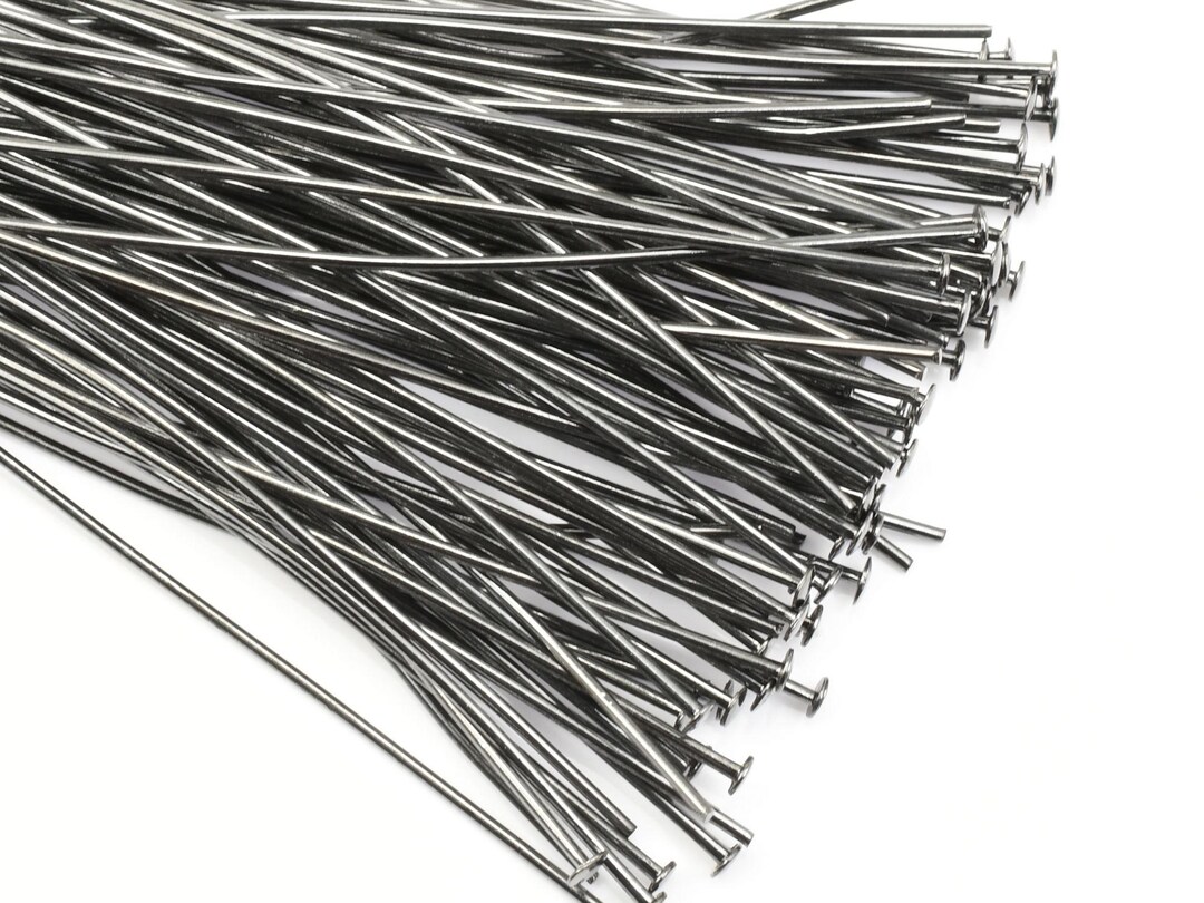 500 Pieces 2" 21 Gauge GUNMETAL Head Pins - Gun Metal Plated Headpin ...