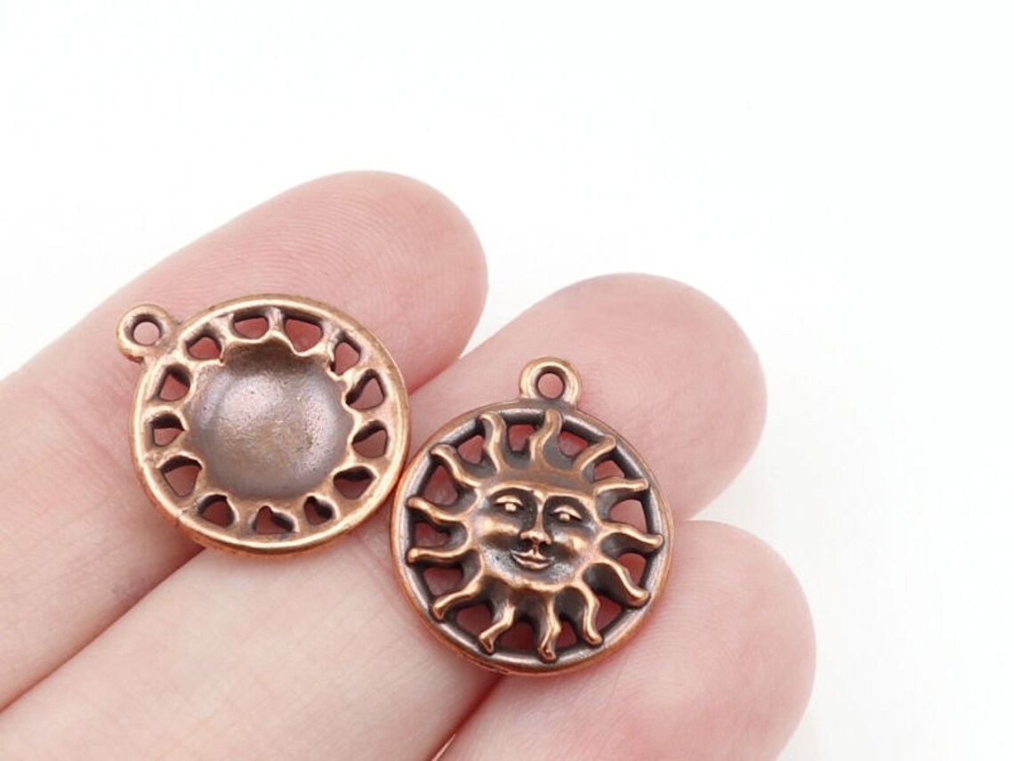 Antique Copper Charms Copper Sun Charms Tierracast Sunshine Smiling Sun ...