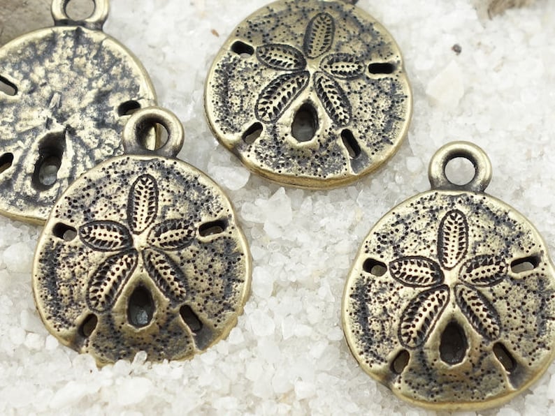 Antique Brass Charms Sand Dollar Charms Tierracast Brass Oxide - Etsy
